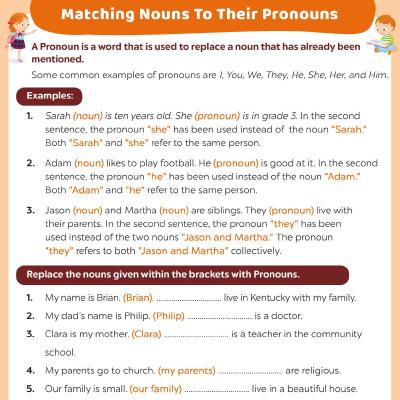 Pronoun Worksheets: Replace Nouns With Pronouns